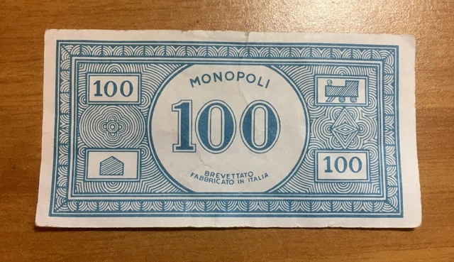 MONOPOLI ANNI ‘50 Banconota 100 Lire soldi carta Brevettato Fabbricato ...
