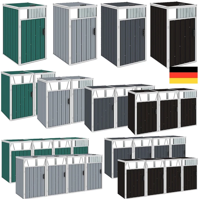 MÜLLTONNENBOX MÜLLTONNENVERKLEIDUNG MÜLLBOX 1/2/3/4er Mülltonnen ...