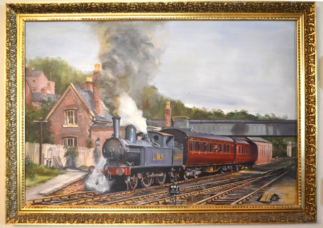 BRITISH RAILWAY STEAM Engine Ken Allsebrook original oil painting LMS ...