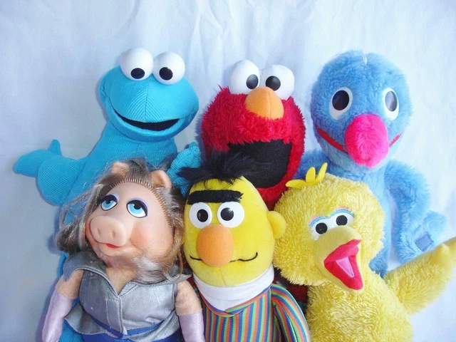 6 LOT SESAME Street Plush Doll Bert Elmo Grover Big Bird Cookie Miss ...