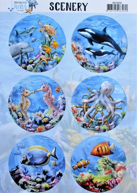 A4 DIE CUT CARD TOPPER SHEET Paper Tole Sea Whale CDS10029 Push Out ...