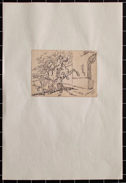 JOSEPH SIMON VOLMAR Child with Horse Study Signed Unique Ink Drawing ...