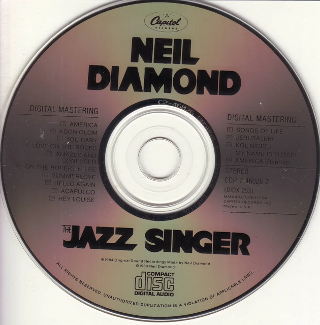 NEIL DIAMOND THE Jazz Singer soundtrack NM 1986? Capitol USA JAX press ...