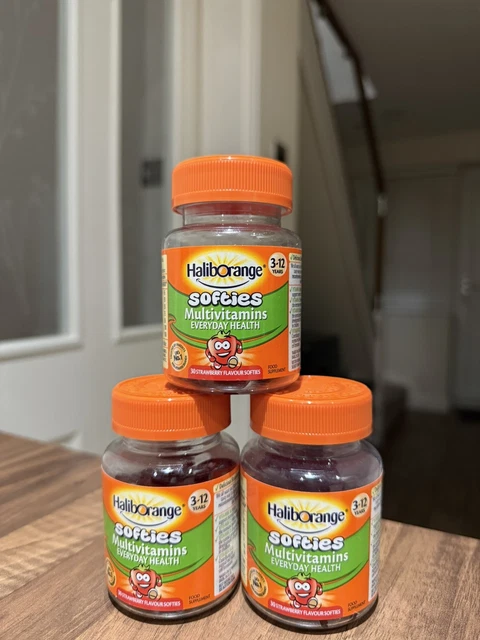 3 X HALIBORANGE Kids Multivitamin Strawberry Softies 30s £15.50 ...