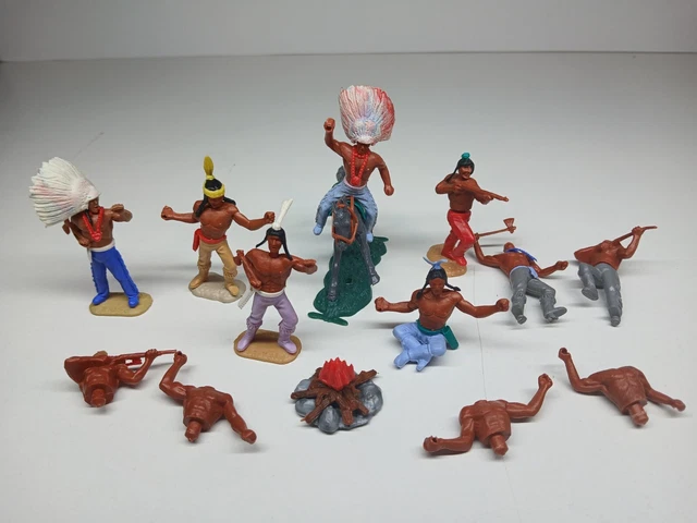 6 X TIMPO Toys swoppet Red Indians, plus spares and campfire £7.50 ...