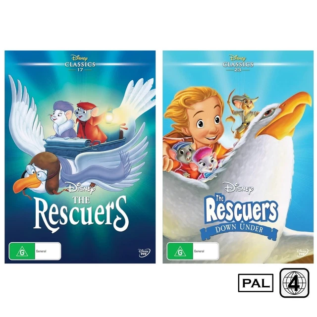 THE RESCUERS / Rescuers Down Under (DVD, PAL Region 4) Disney Classics ...