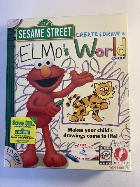 CD-ROM SESAME STREET Create & Draw Elmo's World Mattel Windows 95/98 ...