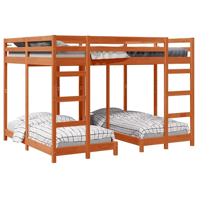 TRIPLE BUNK BED Frame Solid Pine Wood Bedroom Furniture Modern Design ...