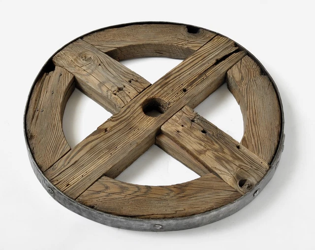 ANCIENNE ROUE EN bois et fer forgé EUR 80,00 - PicClick FR