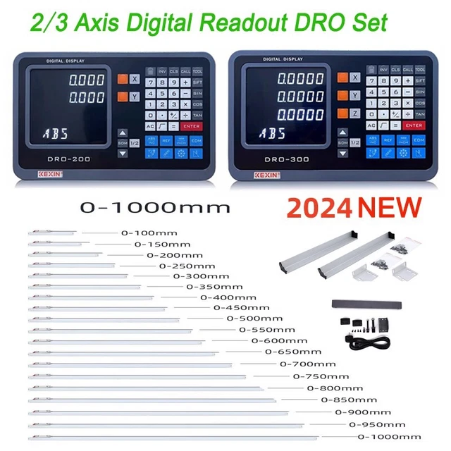 2/3 AXIS DIGITAL Readout 5um Linear Scale TTL DRO Display Kit CNC ...