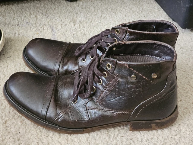 BULL BOXER BROSUS Boots Men's 11 Brown Leather Distressed Lace Up ...