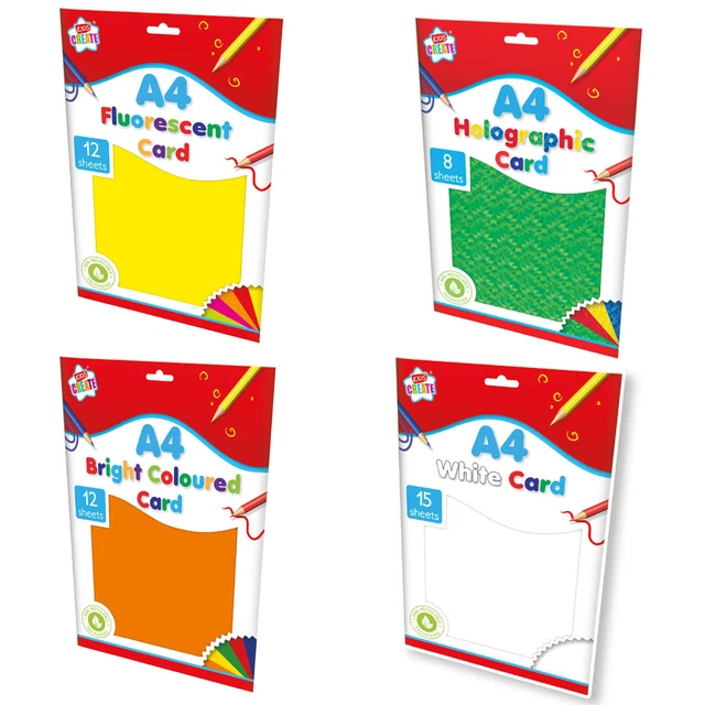 KIDS CREATE A4 Assorted Card Stock Sheets Holo Fluorescent Black Bright ...