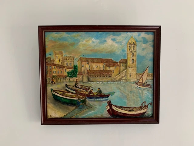 ANCIEN TABLEAU VINTAGE huile sur toile signée EUR 24,99 - PicClick FR