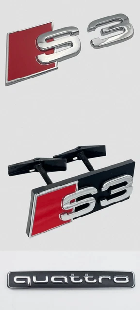FOR AUDI S3 Front Grille Trunk Emblem Hood Rear Quattro Badge Chrome ...