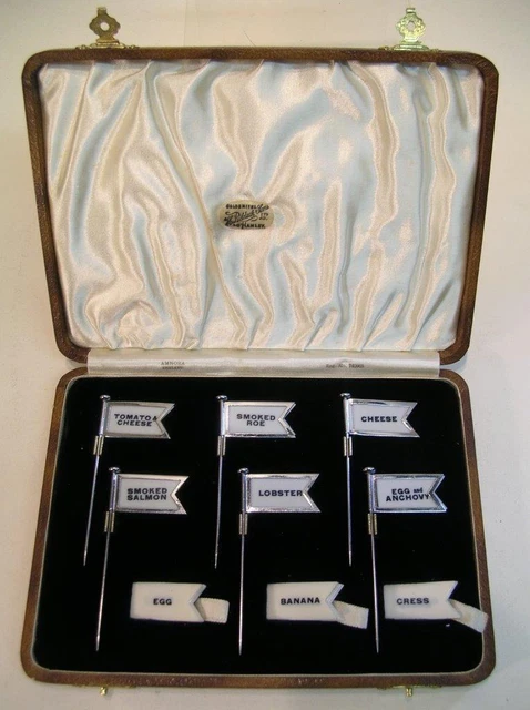 ANTIQUE SILVER PLATE Sandwich Flags. Amnora England. C.1930. Rare (985 ...
