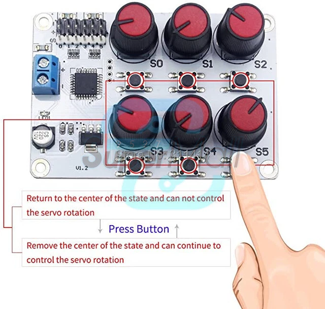 ROTARY KNOB 6 Channel Servo Controller Control Board for Arduino Robot ...