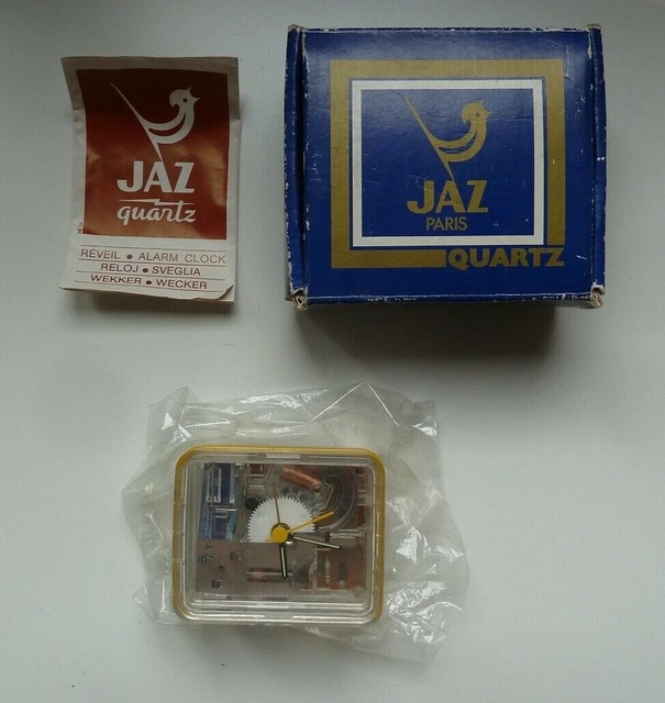 ANCIENNE VINTAGE PENDULETTE squelette Jaz Paris Quartz clock réveil ...