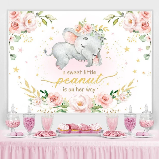 PINK ROSE ELEPHANT Baby Shower Backdrop For Girl $37.84 - PicClick AU