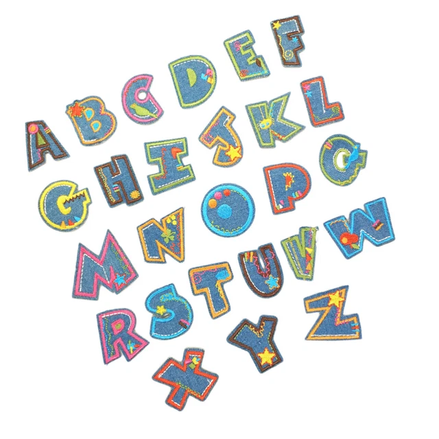 26 PC APPLIQUE Lettres Alphabet Badges Brodés Cousus Patch Lettre Brodé ...