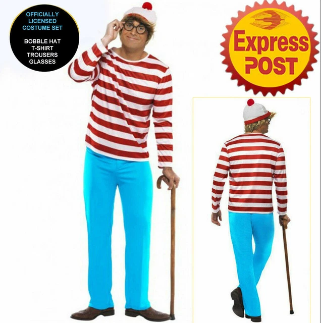 WHERE’S WALLY WALDO Adult Costume Men’s Book Week Character Hat Top ...