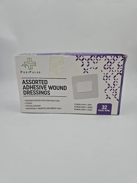 32-PACK ASSORTED ADHESIVE Wound Dressings - Sterile & Hypoallergenic ...