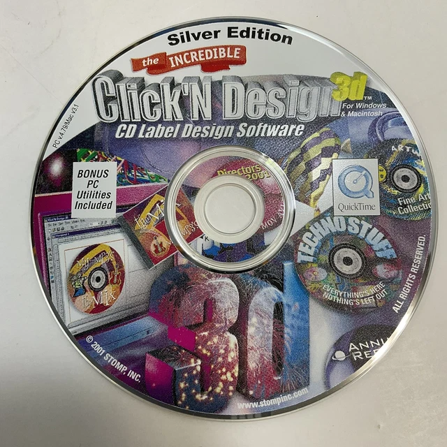 SILVER EDITION CLICK’N Design 3D CD Label Design Software PC v4.79 Mac ...