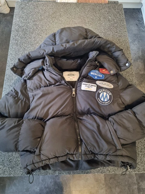 MERCIER WOMENS OG Paris Badge Black Cropped Puffer Jacket Size UK S ...