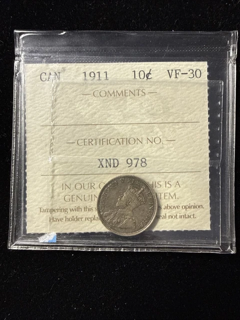 1911 CANADA TEN Cents 10c - ICCS VF 30 $50.00 - PicClick CA