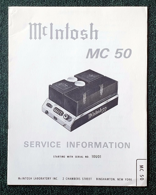 MCINTOSH MC 50 Owner's manual + Service Information Notice (original ...