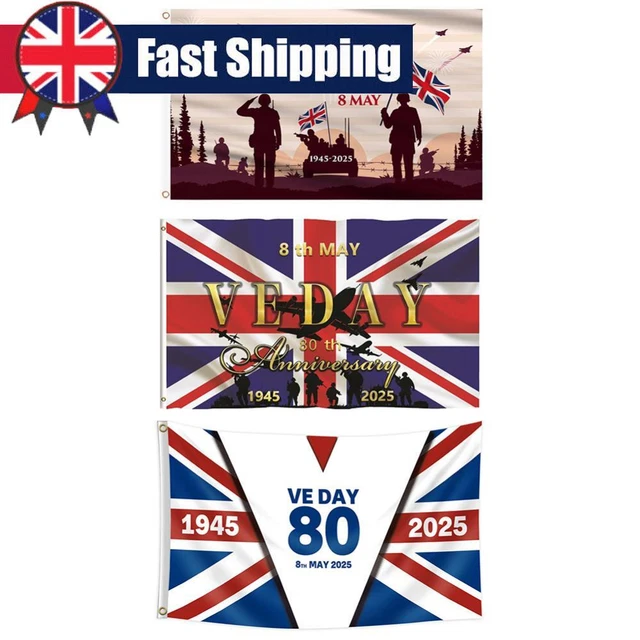 2025 VE DAY 80th Anniversary Flag 3x5 Ft Memorabilia Flag Waterproof ...