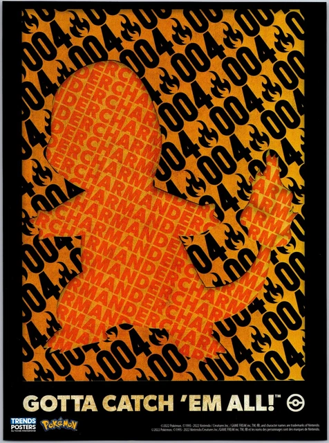 CHARMANDER OUTLINE POKEMON Poster Art PROMO Original Pin-Up 004 ...