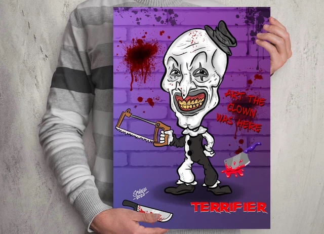 ART THE CLOWN, Terrifier Cartoon Art Print, A3 size. Drawn By Wayne ...