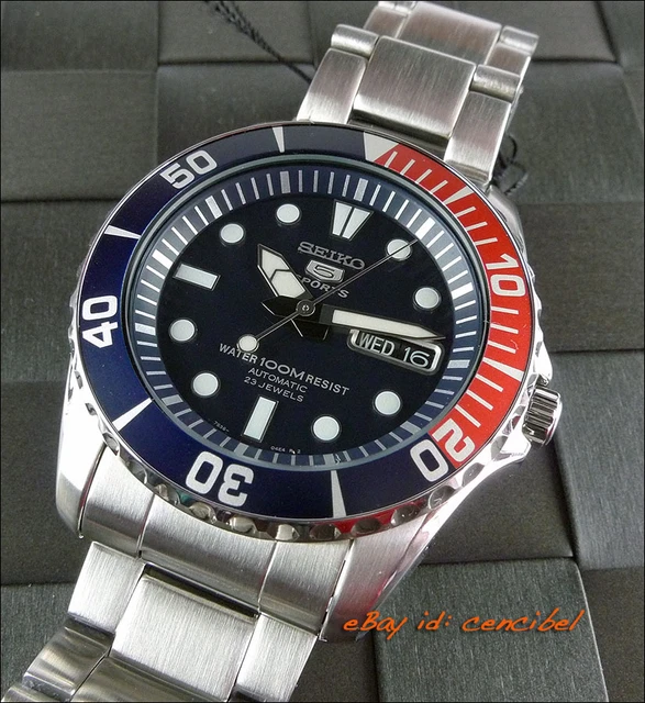 SEIKO 5 SPORTS Submarine SNZF15K1 Automatic SNZF15 "Pepsi bezel" EUR ...