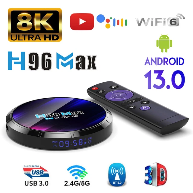 SMART TV BOX 4G+64 GB 8K Android 13.0 H96 Max Wifi lettore multimediale ...