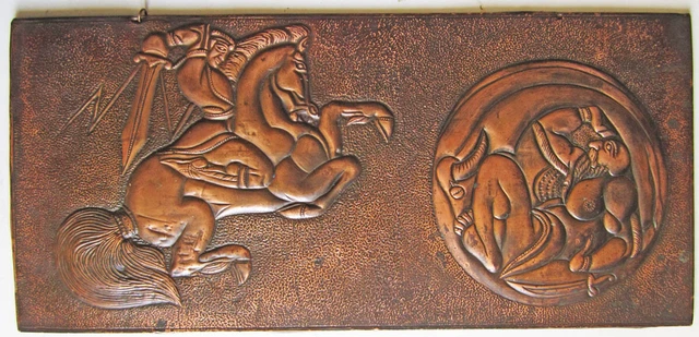 PLAQUE CUIVRE REPOUSSÉ Scène de bataille. ancienne. EUR 12,99 - PicClick FR