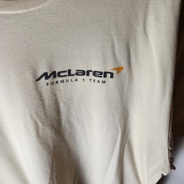VINTAGE/Y2K MCLAREN FORMULA 1 Team Race Car F1 T-Shirt Cream/Beige Size ...