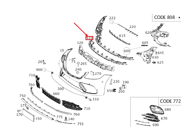 MB S W222 Front Bumper Bottom Center Basic Carrir A2228855900 NEW ...