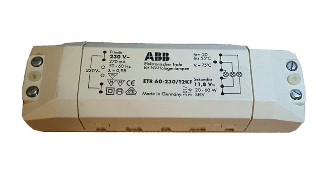 ELEKTRONISCHER HALOGENLAMPEN TRAFO NV - ABB - ETR 60 - 230 / 12KF - 11 ...