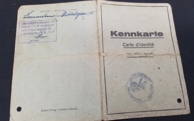 CARTE D'IDENTIFICATION ALLEMANDE 1948 avec empreintes digitales ...