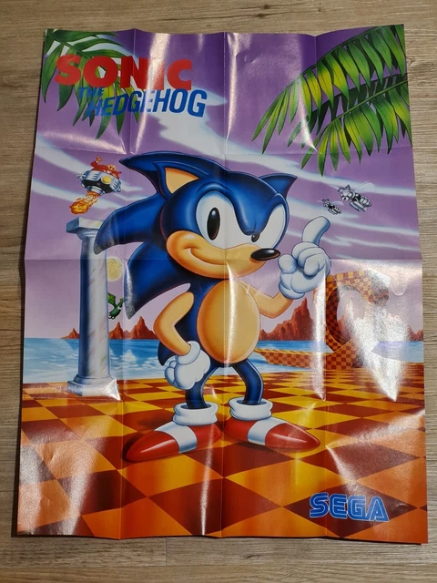 POSTER SONIC THE Hedgehog 1991 Mega Drive Vintage Retro Gaming anni 90 ...