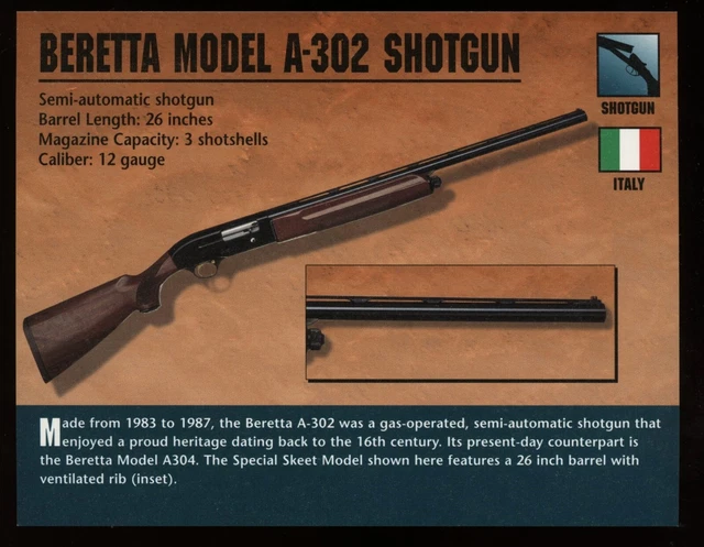 BERETTA MODEL A-302 Shotgun Atlas Classic Firearms Card $4.95 - PicClick