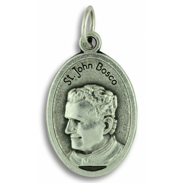 HOLY CARD OF Saint John Don Bosco Plus a Silver Oxidized Medal of the ...