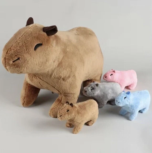 CAPYBARA FAMILY STUFFED Animal Mom/4 Babies Plush Cute Gift Toy Kids ...