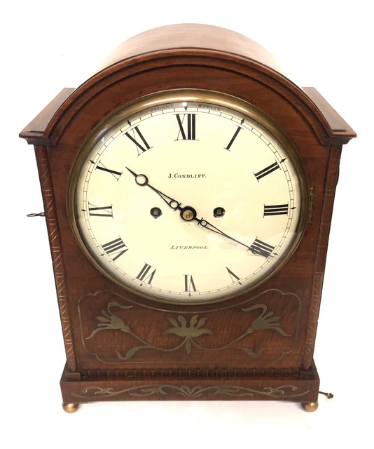 ANTIQUE REGENCY BRASS Inlaid Mahogany Bracket Clock by J. CONDLIFF ...
