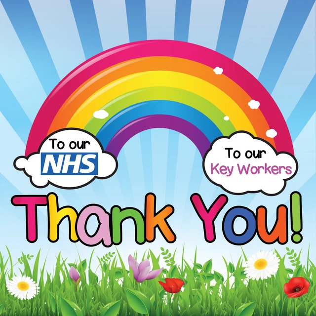 RAINBOW THANK YOU NHS Window Sticker Key Workers Decal Sticker £3.99 ...