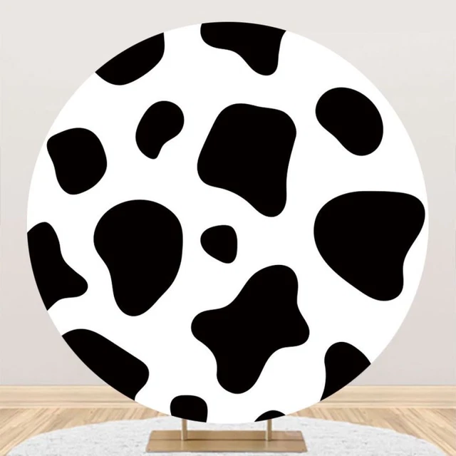 ROUND COW BABY Shower Backdrop Birthday Background Party Photo Black ...