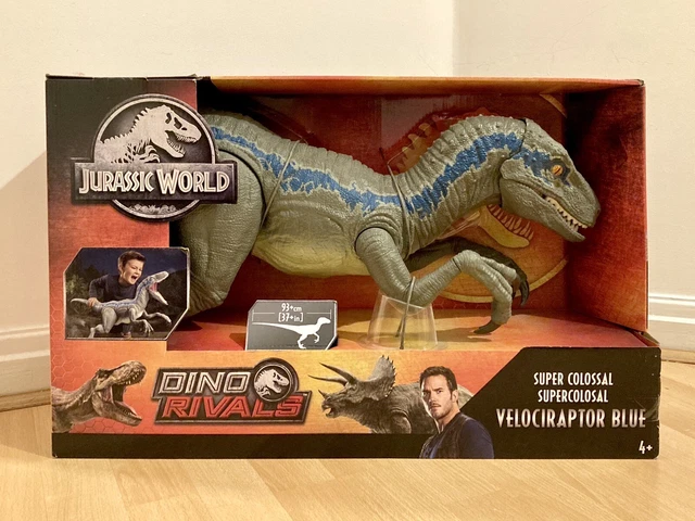 JURASSIC WORLD DINO Rivals Super Colossal Velociraptor Blue Dinosaur ...