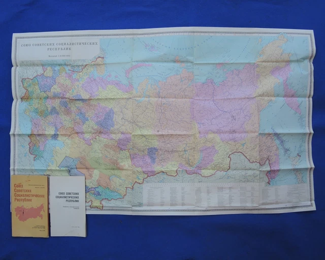 BIG OLD PRINTED USSR /Soviet Union Political Wall MAP/ 1989 Vintage ...