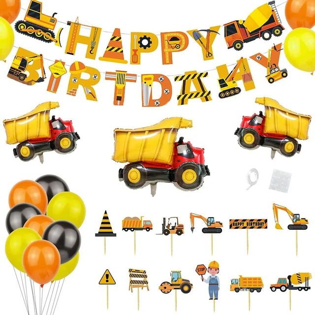 BAGGER LUFTBALLONS, Bagger Kindergeburtstag Deko, Happy Birthday Banner ...
