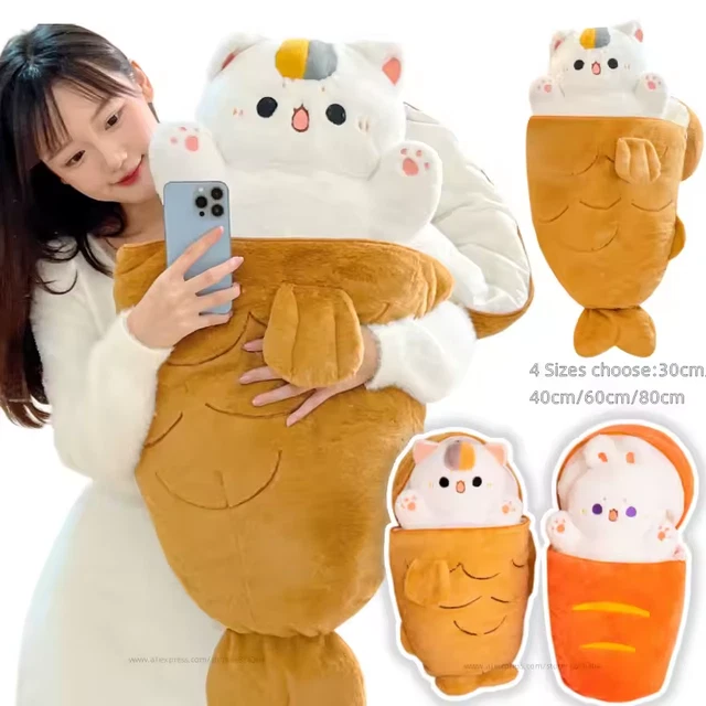 1PC 40/60/80CM JAPAN Taiyaki Cat Plush Toy Anime Figure Cat Hiding in ...
